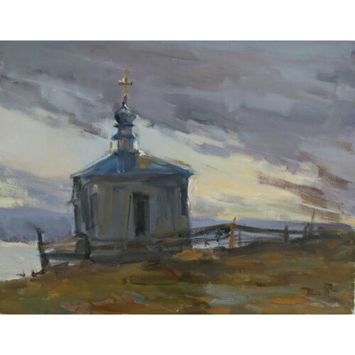 Картина маслом "Байкал. Церквушка" 34х44см