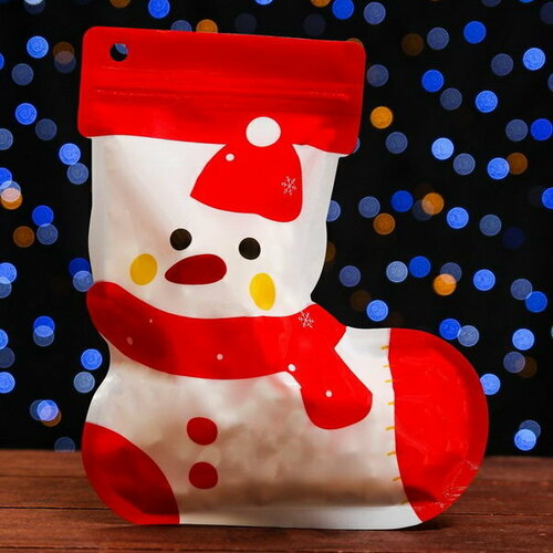 Пакет подарочный "Снеговик", с zip-lock застежкой 18 x 22 см, 50 шт.