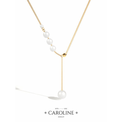 Колье Caroline Jewelry, жемчуг имитация, длина 45 см, золотой
