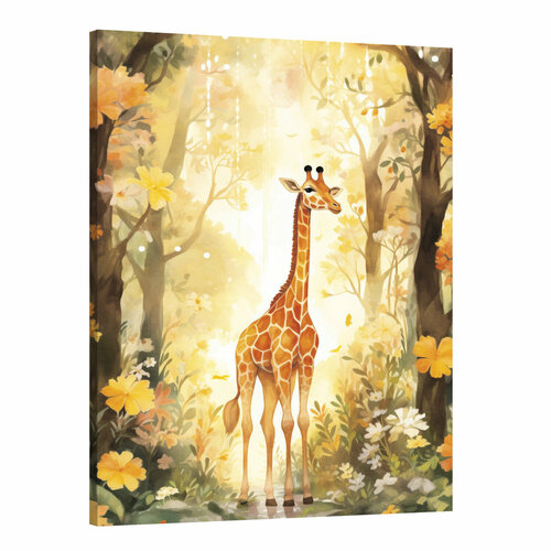 Интерьерная картина 50х70 "Жираф в золотой роще"