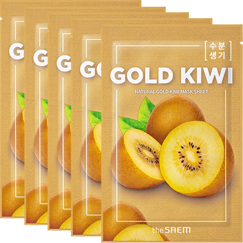 Маска для лица тканевая с экстрактом киви The Saem Natural Gold Kiwi Mask Sheet, 21 мл - 5 шт