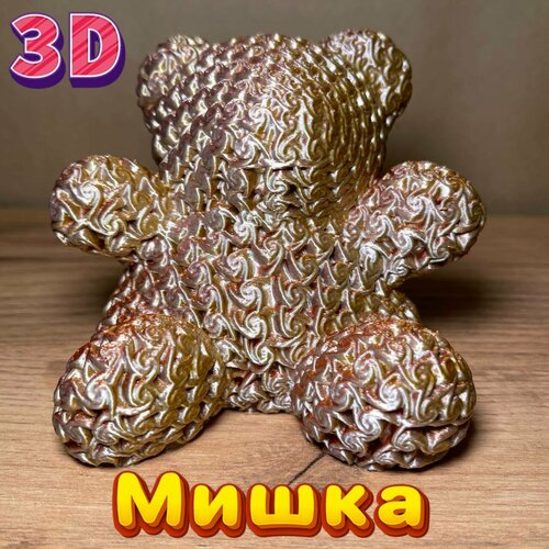 Медведь из роз фигурка "Мишка" золото-серебряный