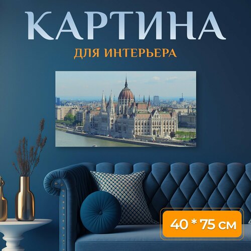 Картина на холсте "Будапешт, венгрия, европа" на подрамнике 75х40 см. для интерьера