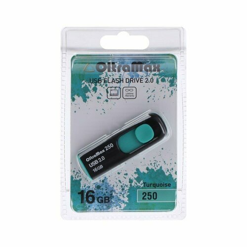 Флешка OltraMax 250, 16 Гб, USB2.0, чт до 15 Мб/с, зап до 8 Мб/с, бирюзовая (комплект из 3 шт)