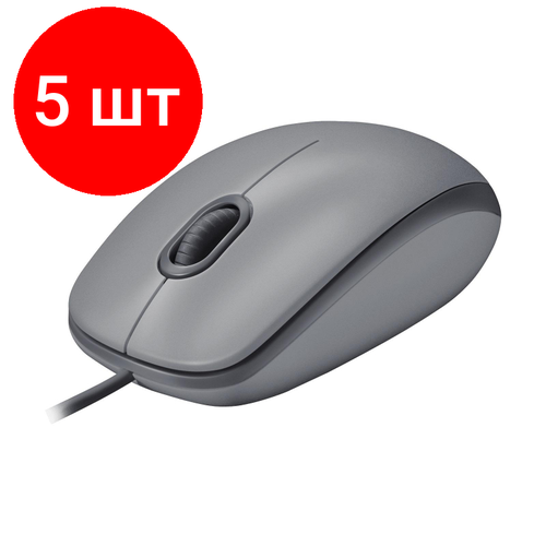 Комплект 5 штук, Мышь компьютерная Logitech M110 черная (910-005502/910-005490)