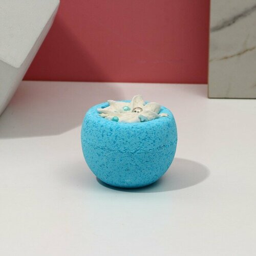 Бомбочка для ванны с твёрдой пеной и кондитерской посыпкой, цвет голубой