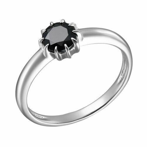 Перстень UVI, серебро, 925 проба, золочение, родирование, размер 18.5, серебряный, черный