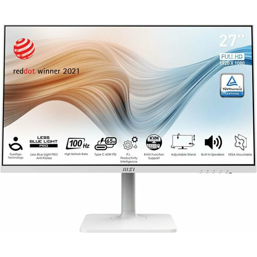 Монитор MSI 27" Modern MD272XPW белый IPS LED 16:9 HDMI M/M матовая HAS Piv 300cd 178гр/178гр 1920x1080 100Hz DP FHD USB 5.6кг