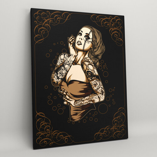 Картина на холсте (интерьерный постер) "Готическая девушка №3" арт, с деревянным подрамником, размер 45x60 см