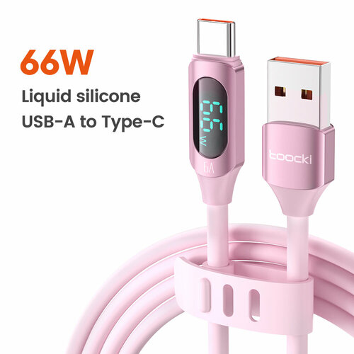 Кабель Toocki с дисплеем, Type C - USB для быстрой зарядки 66W 1м TXCT-XX01