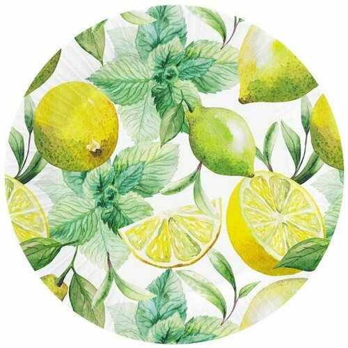 Набор бумажных тарелок «Лимоны», в т/у плёнке, 6 шт, 18 см (комплект из 13 шт)