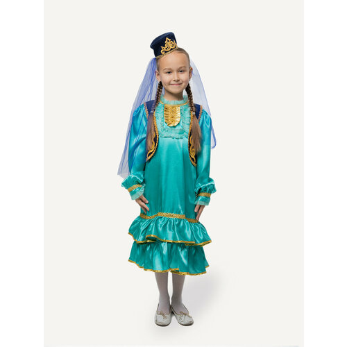 Татарский национальный костюм для девочки, цвет бирюзовый, 146 размер