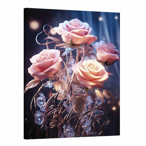 Интерьерная картина 50х70 "Розы в волшебстве"