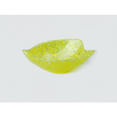 Декоративная конфетница - блюдо в форме лодочки светится в темноте / Коктейль Чудес / из эпоксидной смолы и глиттера / Yellow (желтый)