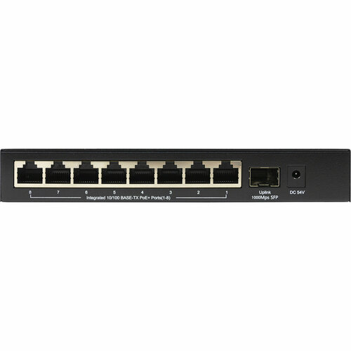 Origo Коммутатор Unmanaged Switch 8x100Base-TX PoE, 1x1000Base-X SFP, PoE Budget 80W, metal case