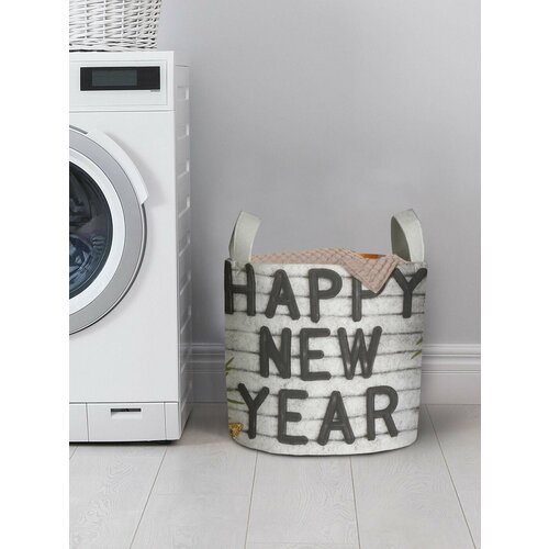 Корзина для белья в ванную, органайзер для хранения вещей JoyArty "Счастливого Нового года" 35x35 см