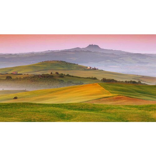 Картина на холсте 60x110 LinxOne "Toscana поле дом Италия Italia" интерьерная для дома / на стену / на кухню / с подрамником