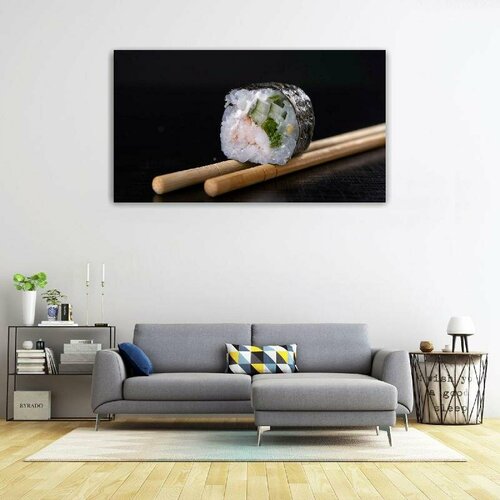 Картина на холсте 60x110 LinxOne "Суши с рисом и огурцами" интерьерная для дома / на стену / на кухню / с подрамником