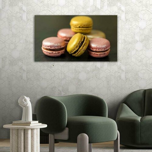 Картина на холсте 60x110 LinxOne "Печенье макаруны миндальное" интерьерная для дома / на стену / на кухню / с подрамником