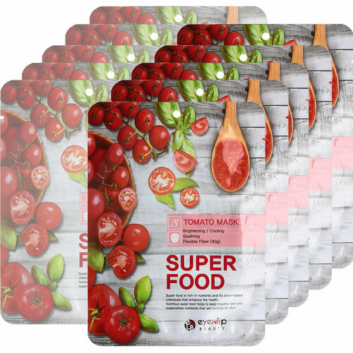 Маска для лица тканевая с томатом Eyenlip beauty Super Food Mask Tomato, 10 шт