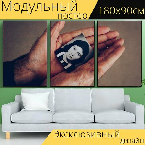Модульный постер "Руки, палец, фото" 180 x 90 см. для интерьера