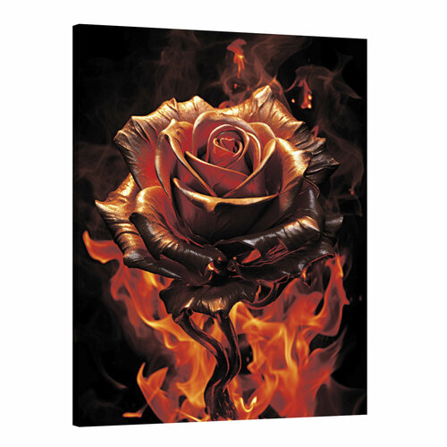 Интерьерная картина 50х70 "Розы в огне"