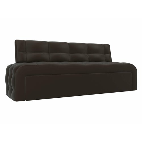Кухонный прямой диван-кровать Люксор, Экокожа коричневая