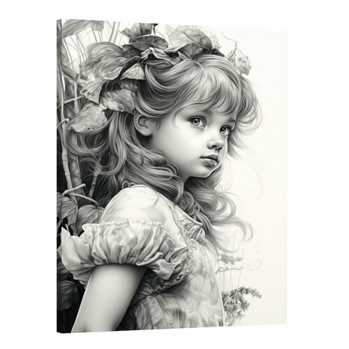 Интерьерная картина 50х70 "Фантазийный мир девочки на холсте"