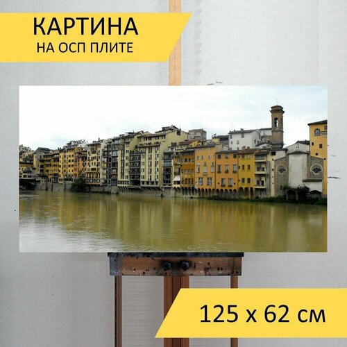 Картина на ОСП 125х62 см. "Флоренция, италия, тоскана" горизонтальная, для интерьера, с креплениями