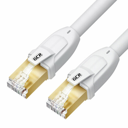 Патч-корд Deluxe FTP cat.6 10 Гбит/с RJ45 LAN ethernet high speed кабель для интернета медный контакты и коннектор 24K GOLD (GCR-FTP61) белый 0.75м