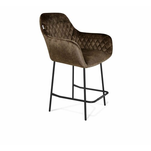 Комплект полубарных стульев, Стул полубарный со спинкой 2 шт, микровелюр/металл, коричневый трюфель