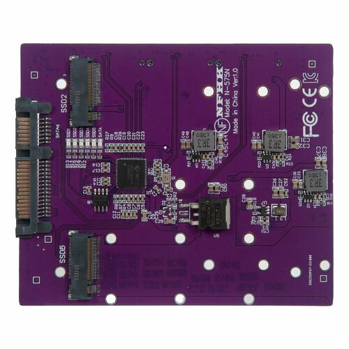 Адаптер-переходник (плата расширения) SSD M.2 SATA (x5) > HOST SATA, фиолетовый, N-575N