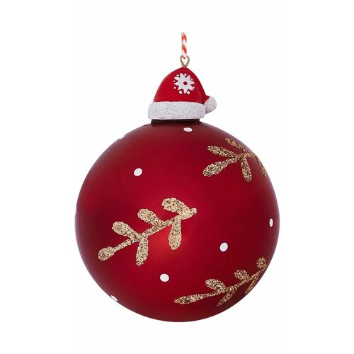 Елочное украшение Шар со шляпкой Christmas 8 см цвет красный