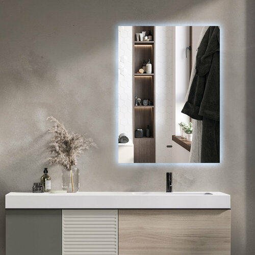 Зеркало для ванной Qwerty 100*60 прямоугольное вертикальное c подогревом