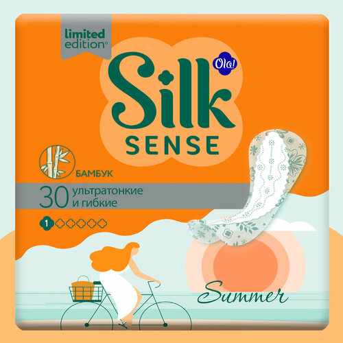Ola! прокладки ежедневные Silk Sense Light Бамбук стринг-мультиформ, 1 капля, 30 шт., белый, бамбук