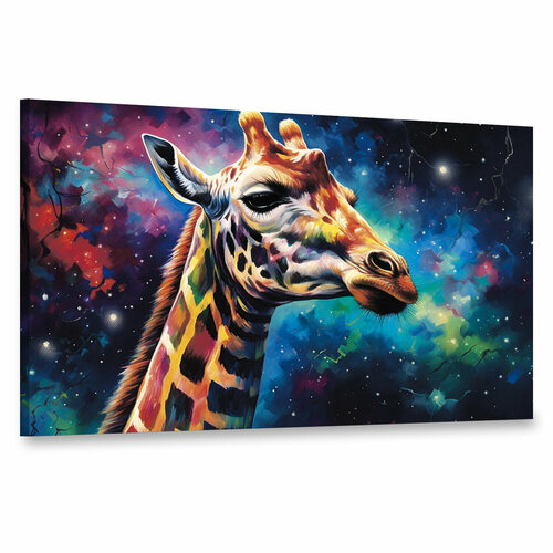 Интерьерная картина 100х60 "Жираф и звездное небо"