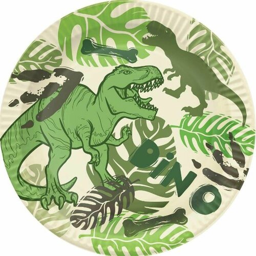 Тарелки бумажные Динозавры 18см 6шт