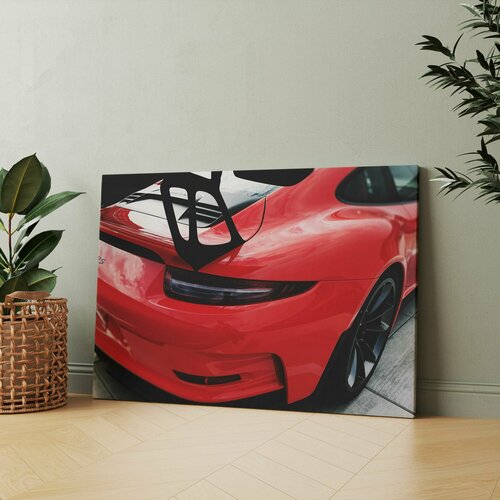 Картина на холсте (mobil sport машина автомобиль красный) 80x100 см/для интерьера/в комнату/на стену/в подарок