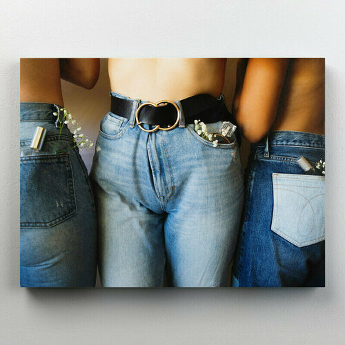 Интерьерная картина на холсте "Девушки в джинсах", размер 30x22 см