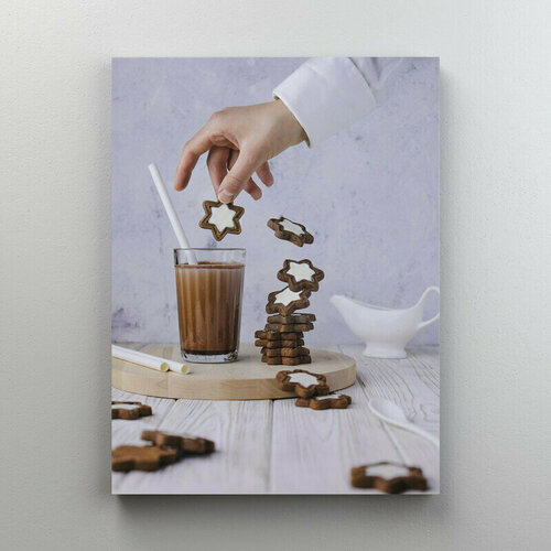 Интерьерная картина на холсте "Молочные пряники звездочки - для кухни, кафе и ресторанов" размер 22x30 см