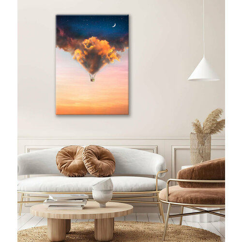 Картина/Картина на холсте/Картина на холсте для интерьера/Арт воздушный шар и космос - Hot air balloon and space 40х60