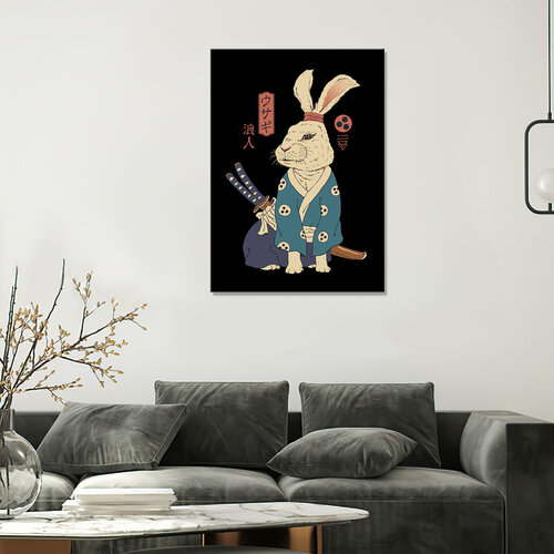 Интерьерная картина на холсте - Заяц самурай 50х70