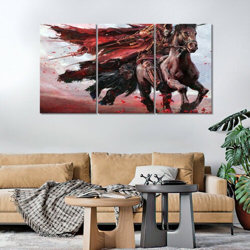 Модульная картина/Модульная картина на холсте/Модульная картина в подарок/Самурай на коне 2 - Samurai on horseback 290х50