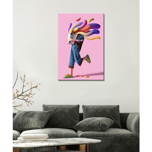Картина/Картина на холсте для интерьера/Картина на стену/Картина для кухни/ - 3D иллюстрация людей (21) 20х30