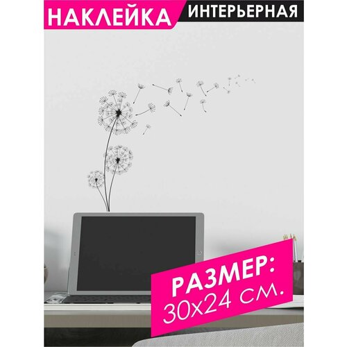 Наклейки на стену для декора Одуванчики, Цветы и растения - 30х24 см.