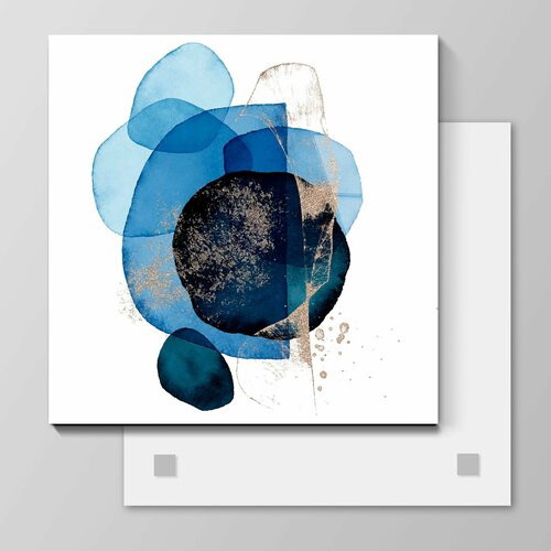 Картина на стекле - "Абстракция в синих тонах" размер 90-90 см