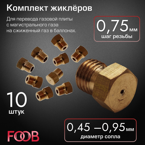 Комплект жиклёров FOOB, для перевода плит на сжиженный газ (резьба 0.75 мм)
