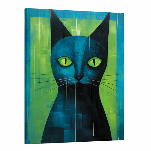 Интерьерная картина 50х70 "Синие коты в траве"
