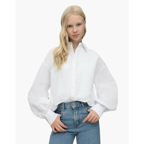 Школьная рубашка Gloria Jeans, размер 7-8л/128 (32), белый