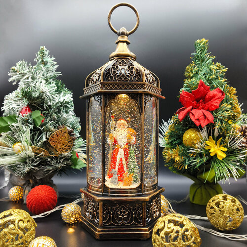 Большой новогодний фонарь и светильник "Сказочный дворец" с метелью и новогодней музыкой